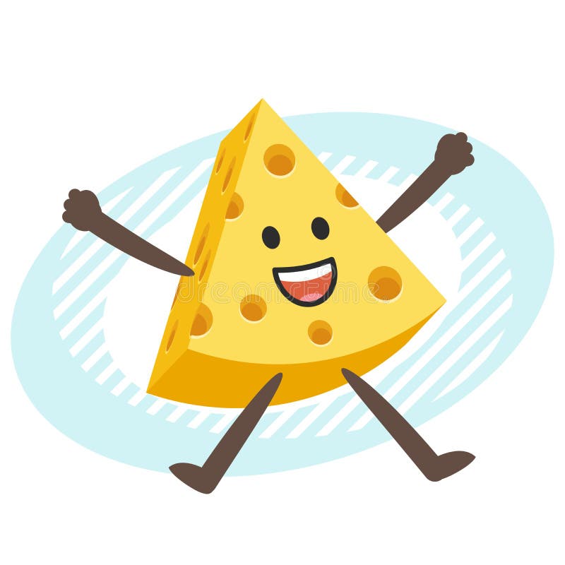 Happy Cheese Character Jumping Stock Vector - Illustration of agreement ...
