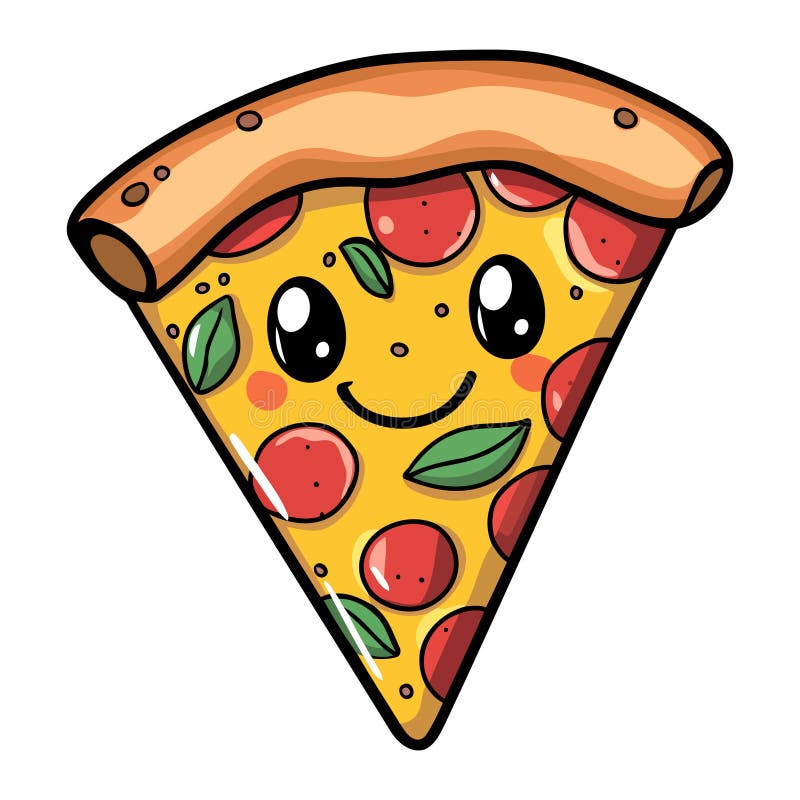 Happy Cheese Pizza with Olives. Stock Vector - Illustration of food ...