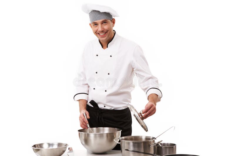 Happy Chef Holding Tablet Computer Stock Photo - Image of service ...