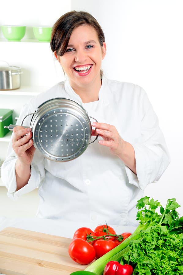 Chef Checking Menu stock image. Image of noodles, uniform - 9736621
