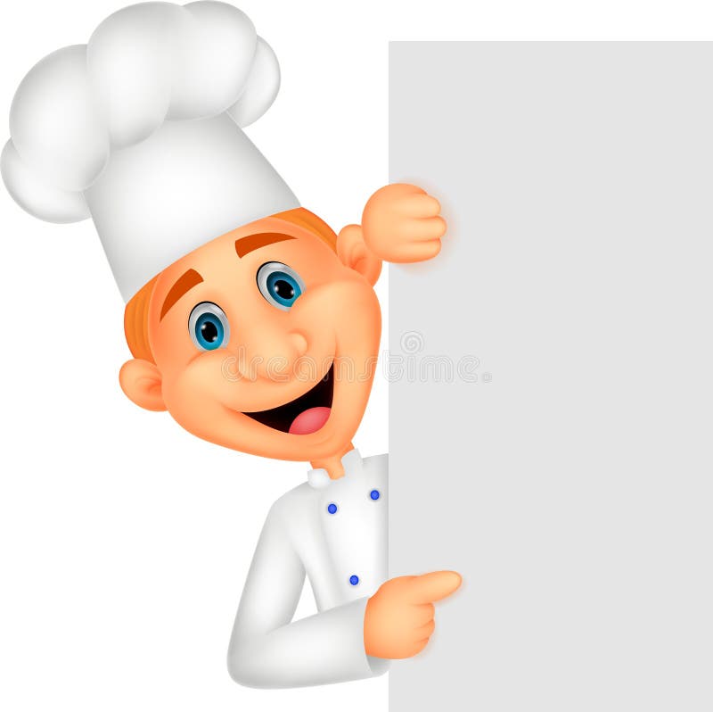 Happy Chef Cartoon Holding Blank Sign Stock Vector - Illustration of ...