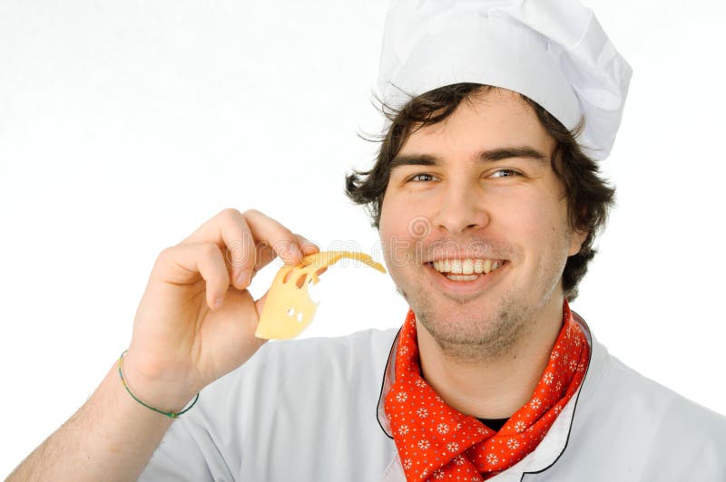 Happy chef with cheese stock image. Image of craftsperson - 34370557