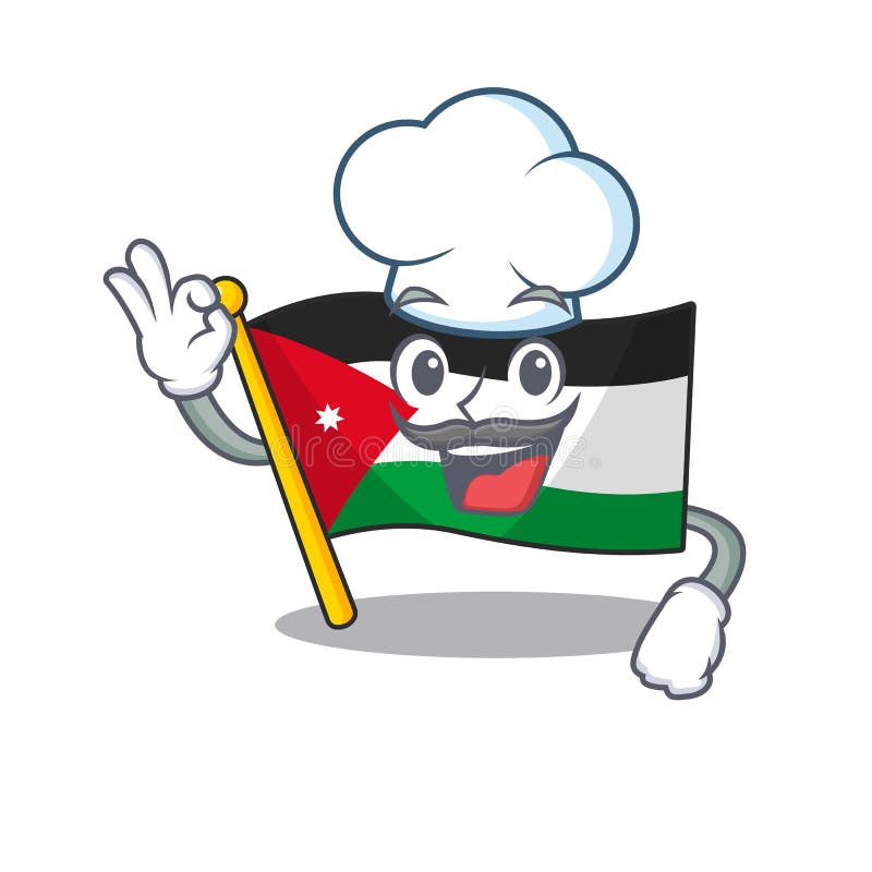 Happy Chef Flag Jordan Cartoon Character with White Hat Stock Vector ...