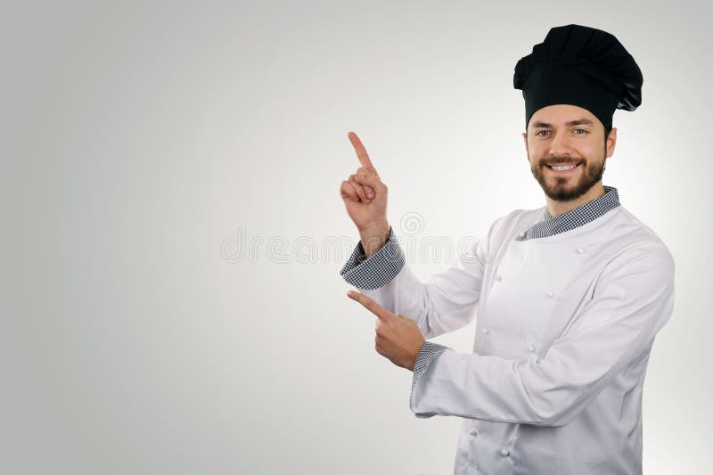 Chef Pointing at a Blackboard Menus Stock Photo - Image of drinks ...