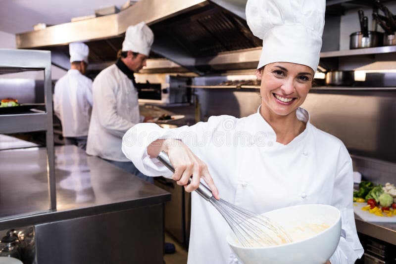 Happy Chef Whisking Bowl of Eggs Stock Photo - Image of occupation ...