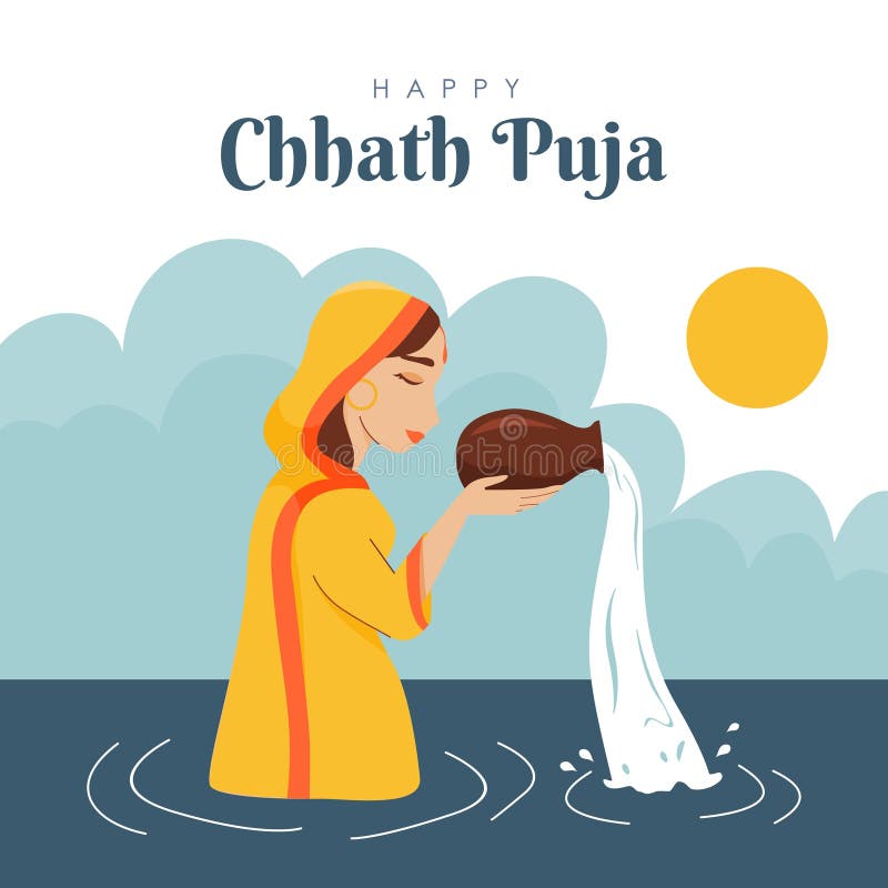 Happy Chhat Puja Illustration Vector Stock Vector - Illustration of ...