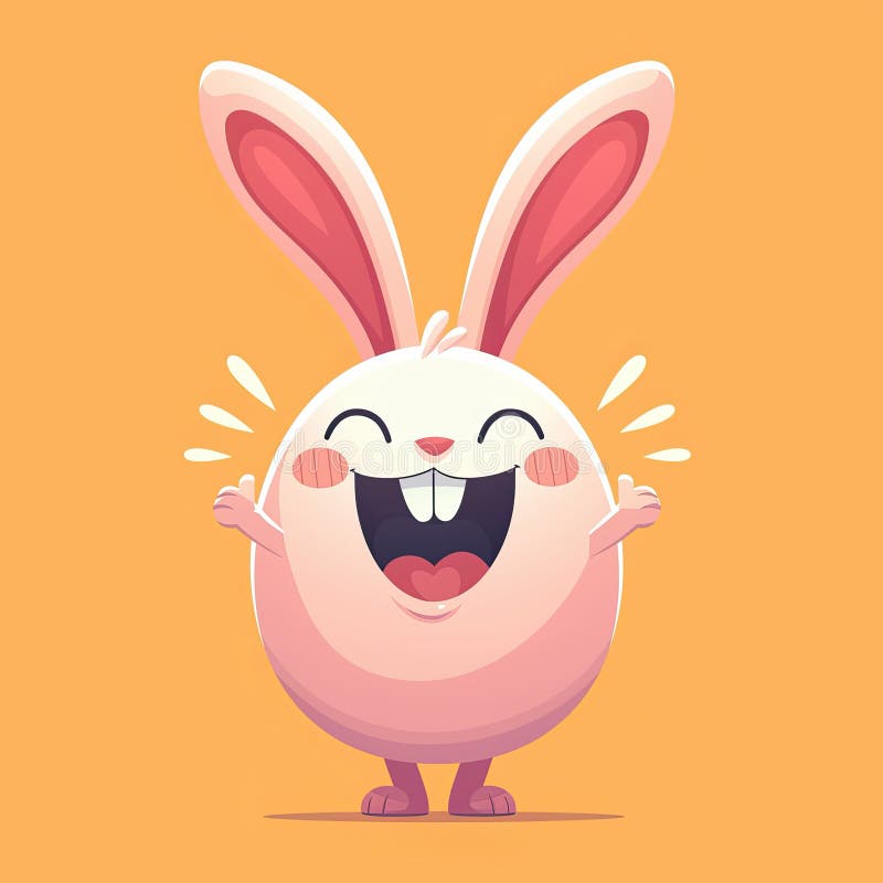Happy Chibi Bunny with Big Ears and Blushing Cheeks, Smiling Joyfully ...