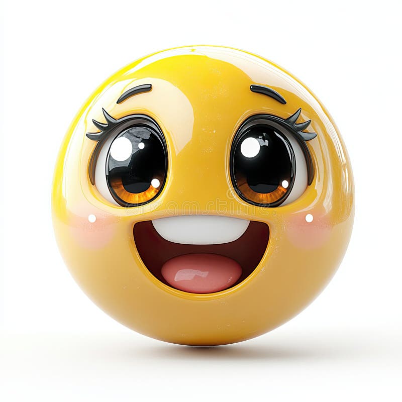 Happy Chibi Style Emoji with Bright Colors and Large Expressive Eyes ...
