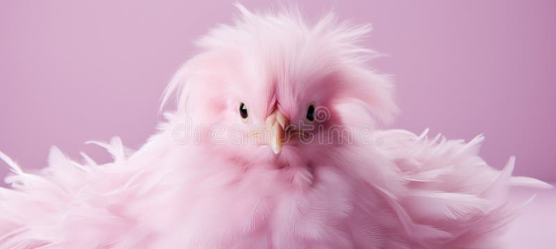 Happy Chicken in Fashionable Style on Solid Pastel Background with Copy ...