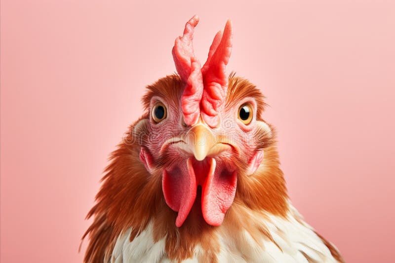 Happy Chicken Posed on Solid Pastel Color Background Studio Fashion ...