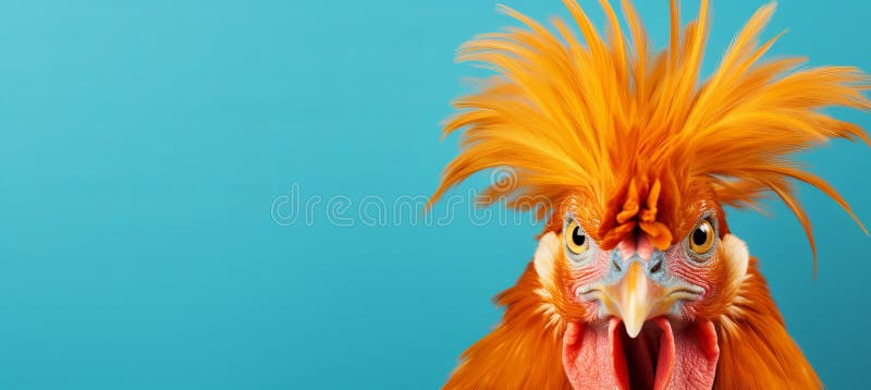 Happy Chicken Posing on Solid Pastel Color Background for Text ...