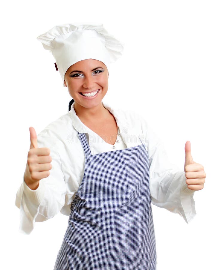 Happy Chief Cook Giving Two Thumbs Up. Stock Photo - Image of ...