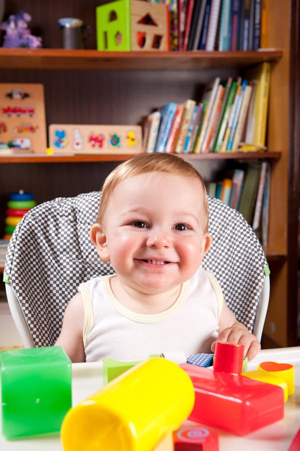 Happy child stock image. Image of play, blocks, build - 14367005
