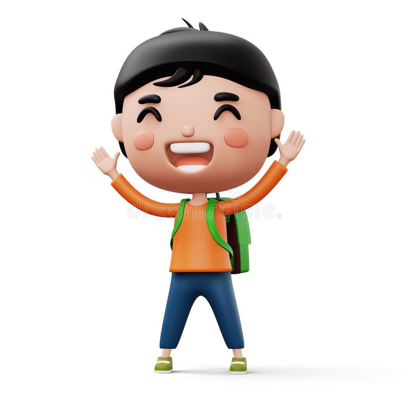 Happy Child with Bag Holding Blank White Board, Cute Boy Cartoon ...