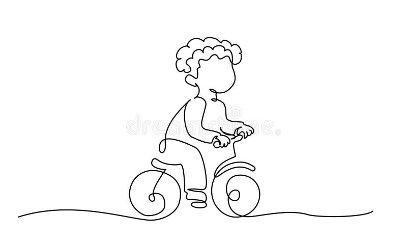 Kid Bike Ride Line Drawing Stock Illustrations – 381 Kid Bike Ride Line ...