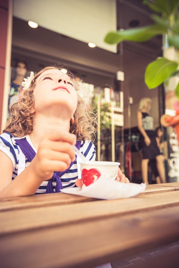 Happy Child Eating Ice-cream Stock Photo - Image of person, cream: 53332514