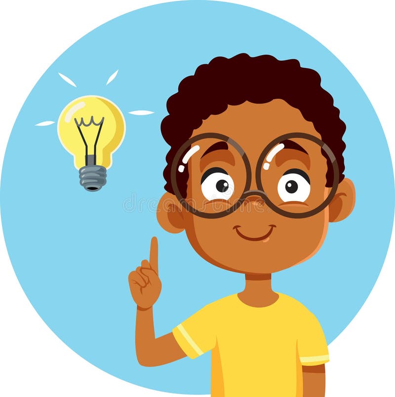 Cheerful Boy Having a Bright Idea Vector Cartoon Stock Vector ...