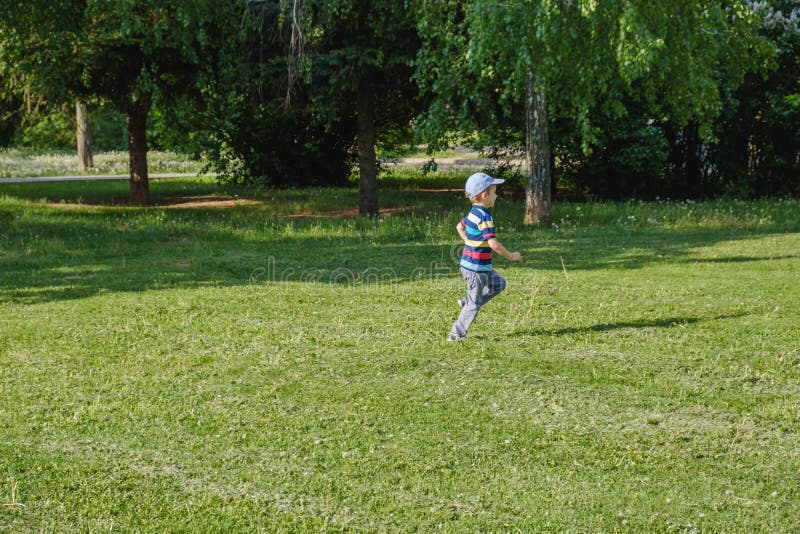 Happy Child Fun Kid Summer. Grass Stock Image - Image of green, retro ...