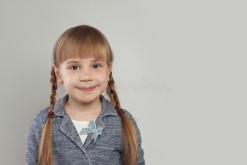 Happy Child Girl Face on White Background Stock Image - Image of face ...