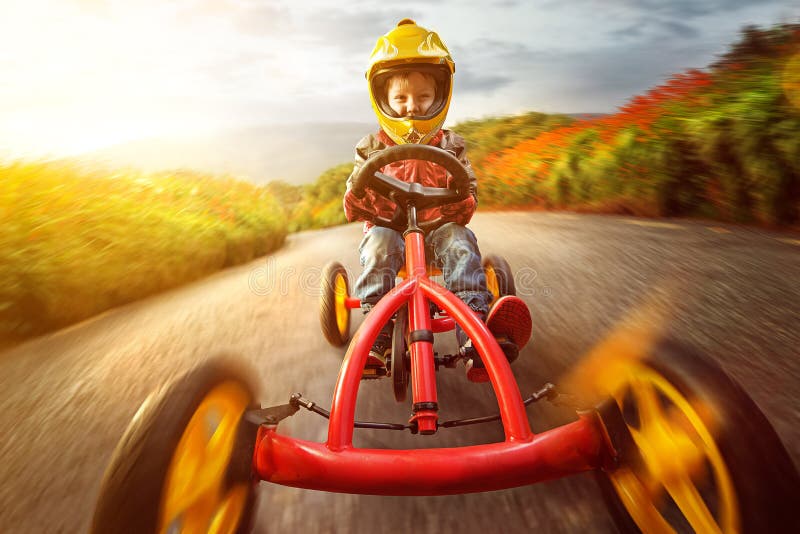 Happy Child with Go-Kart stock photo. Image of racer - 50177146