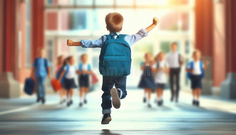 A Happy Child Going To School Stock Illustration - Illustration of ...