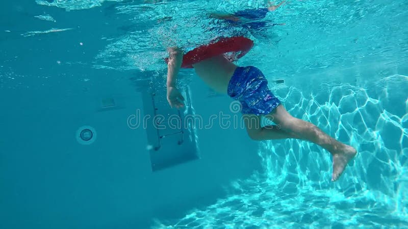 Happy Child Having Fun in Blue Clear Pool Stock Video - Video of child ...
