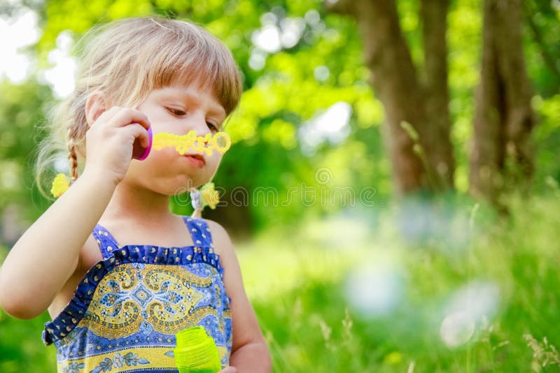 Happy Child Having Fun Playing in the Nature Park Stock Photo - Image ...