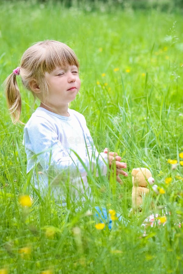 Happy Child Having Fun Playing in the Nature Park Stock Image - Image ...