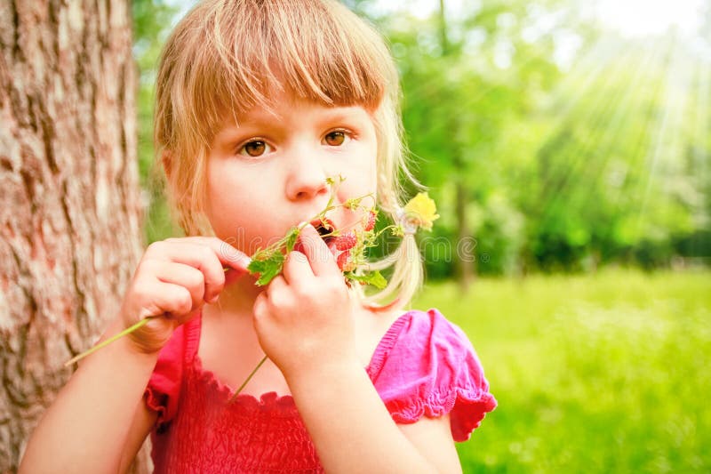 Happy Child Having Fun Playing in the Nature Park Stock Photo - Image ...
