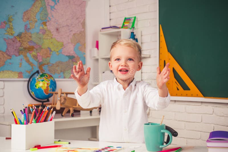 Happy Child Learning. Funny Kid from Primary School Stock Image - Image ...