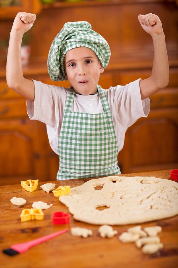 Happy Child Makes Cookies in the Kitchen Stock Photo - Image of hands ...