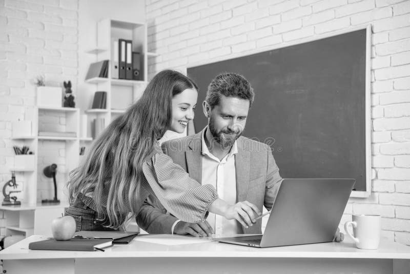 Happy Child with Man Tutor in Classroom. Education Stock Image - Image ...