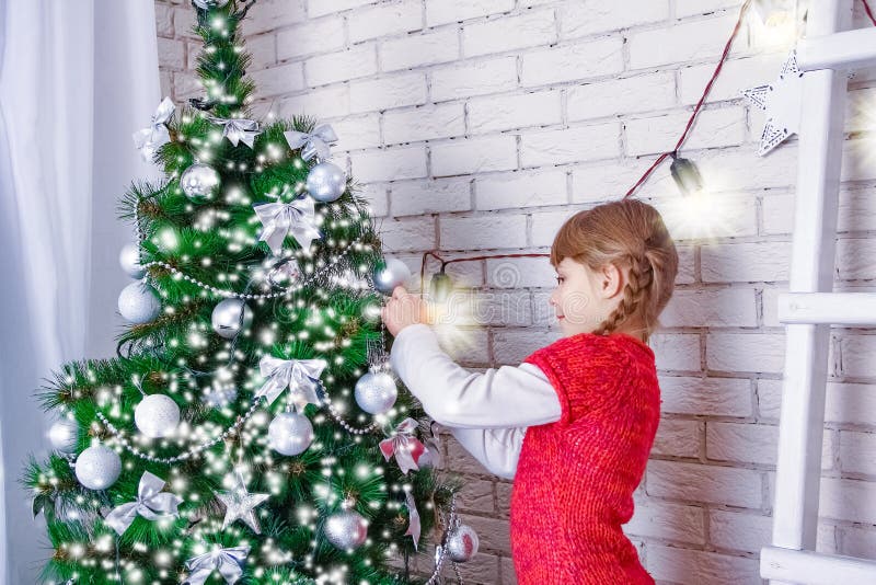 Happy Child Playing at Christmas at Home Stock Photo - Image of ...