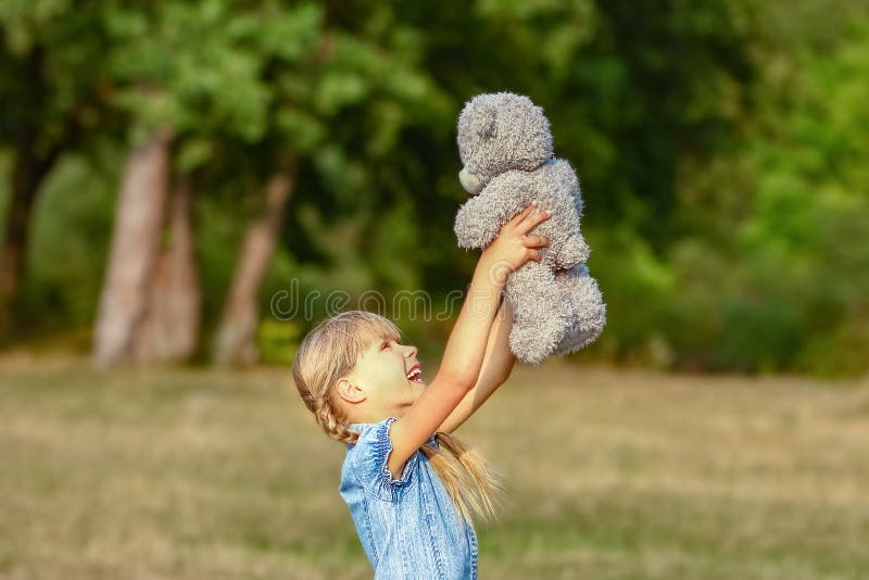 Happy Child Playing in Nature in Summer Stock Image - Image of playing ...