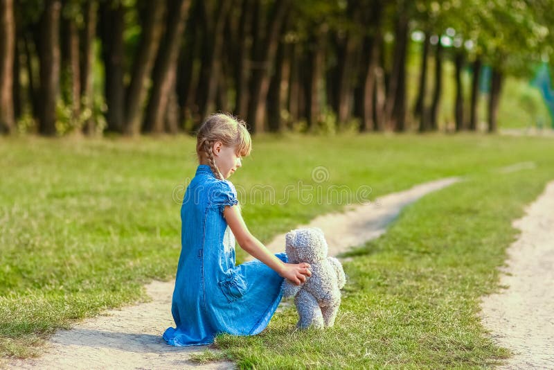 Happy Child Playing in Nature in Summer Stock Image - Image of black ...