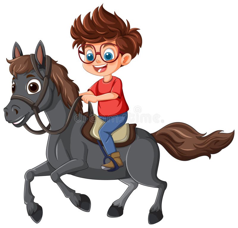 A happy child riding stock illustration. Illustration of reins - 370971957