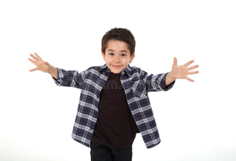 Happy Child Running with Open Arms Stock Photo - Image of emotion ...