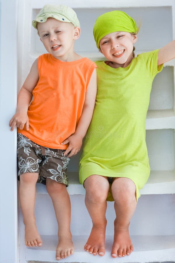 Happy Child on a Ship on the Background of the Sea Stock Image - Image ...