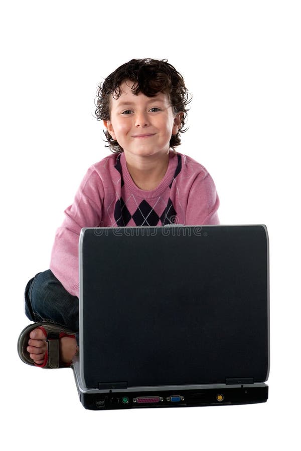 Child with laptop stock image. Image of education, laptop - 89093951