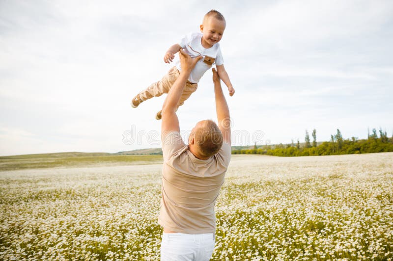 Happy Childhood of a Child with Father. Stock Photo - Image of ...