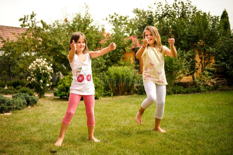 Happy Childhood - Dancing Children Stock Image - Image of girl, lawn ...
