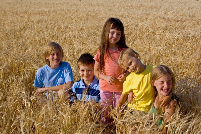 Happy children stock image. Image of food, cereal, grass - 1133841