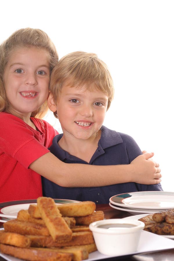 Happy Children at Breakfast Stock Image - Image of nutrition, girl: 3625441