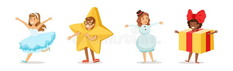 Happy Children Character Wearing Christmas Costumes Vector Set Stock ... Happy Children Character Wearing Christmas Costumes Vector Set Stock ...
