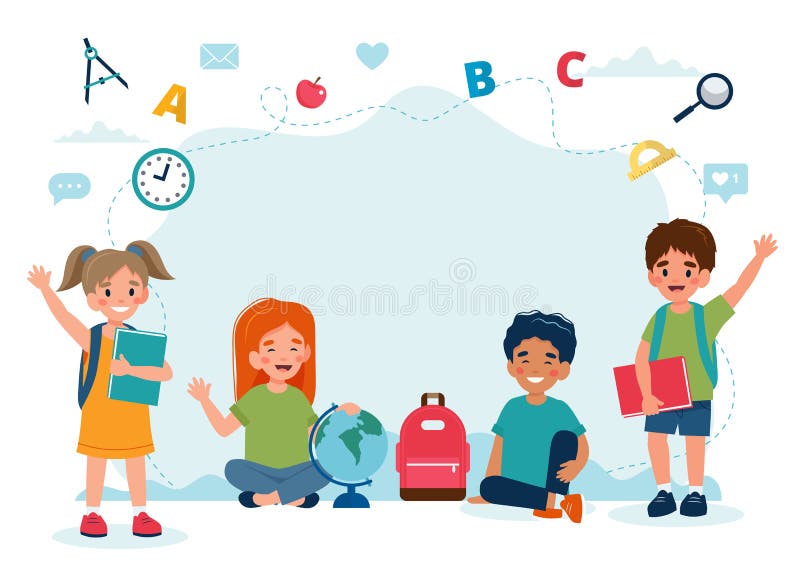 Happy Children in Class, Back To School Concept, Cute Characters ...