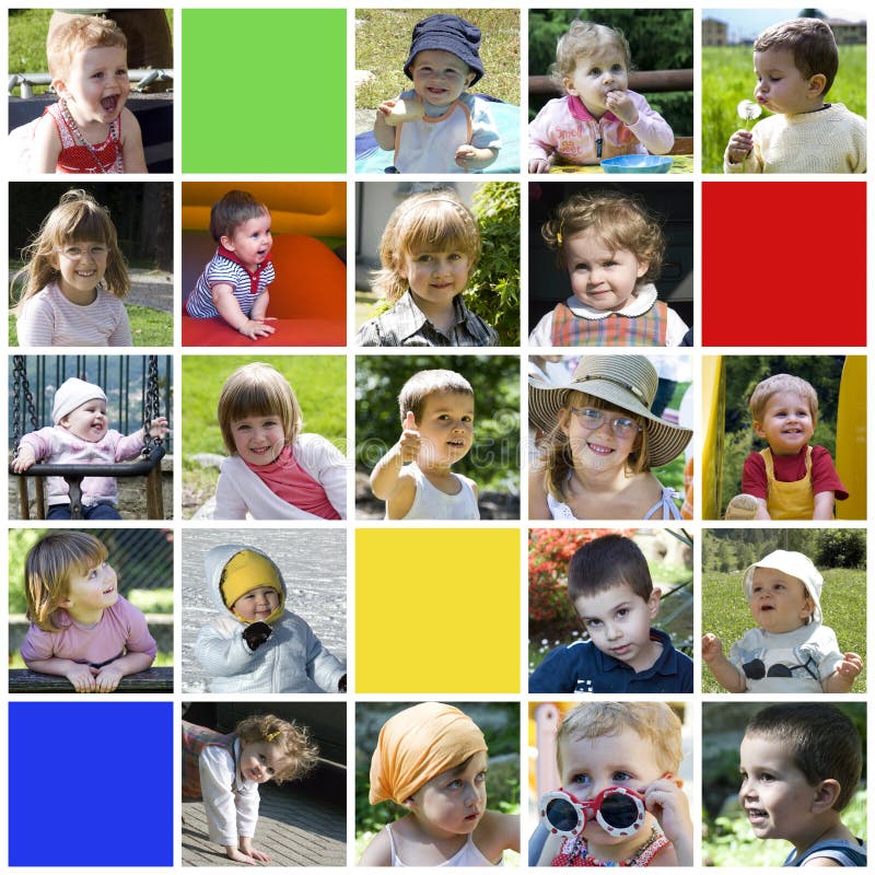 Happy children collage stock photo. Image of innocent - 20091952