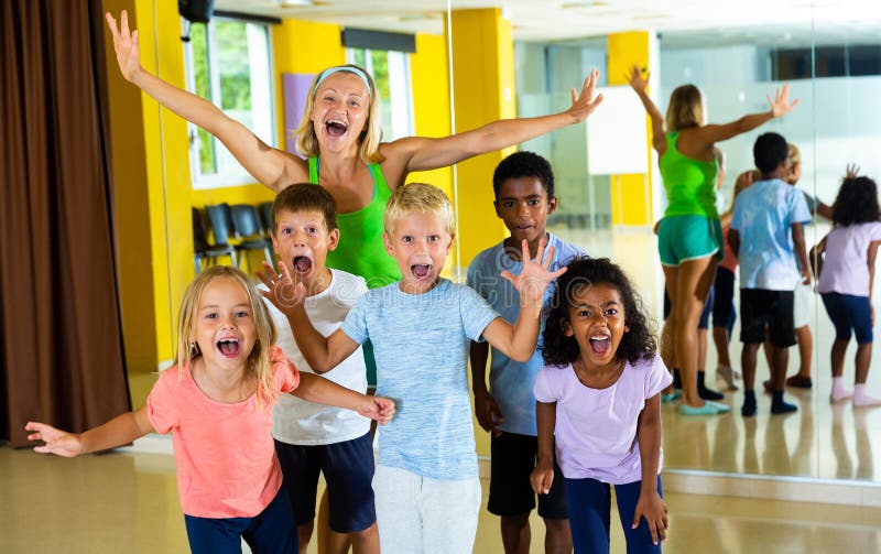 Happy Children in Dance Studio Smiling and Having Fun Stock Image ...