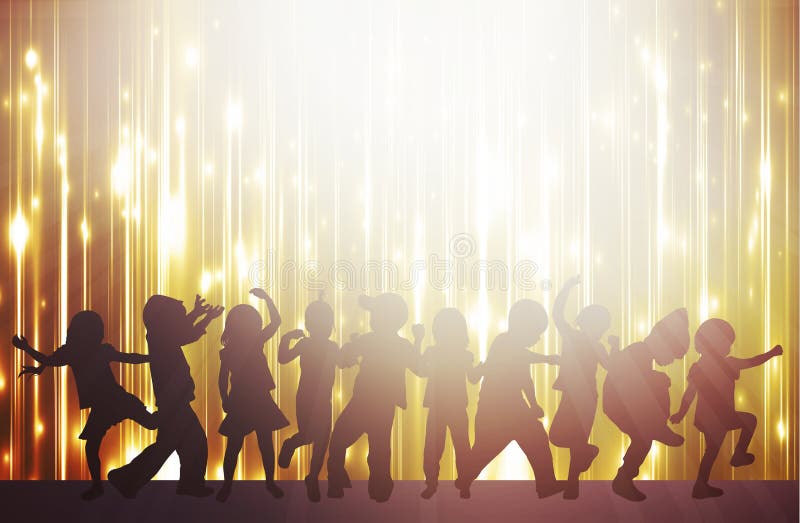 Happy Children Dancing Together Stock Vector - Illustration of female ...