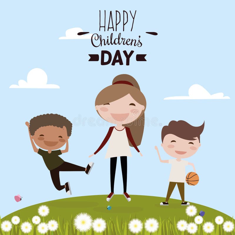 Happy Children S Day. Vector Illustration of Universal Children Day ...