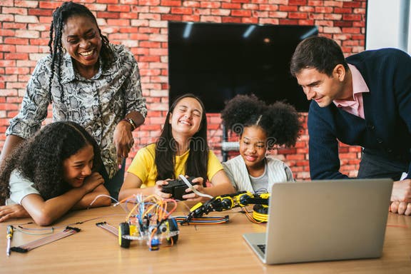 Happy Children Engage with Robotics Kits and Remote Control Programming ...
